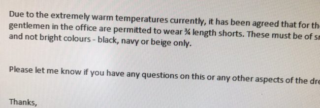 Funny Office Dress Code Policy
